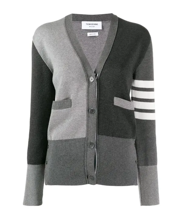 Thom Browne 4-bar Colour Block Cardigan - Gray