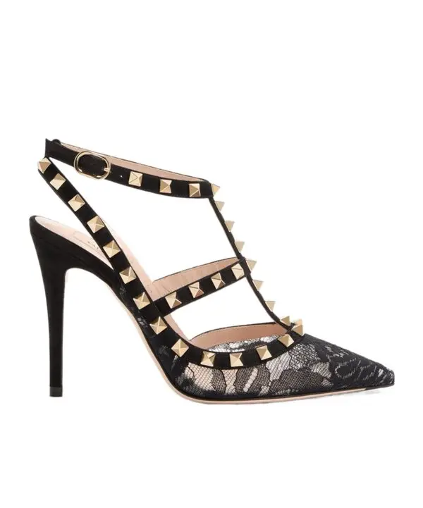 Valentino Garavani Rockstud Lace Pumps - Black