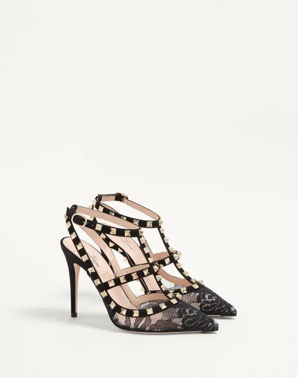Valentino Garavani Rockstud Lace Pumps - Black