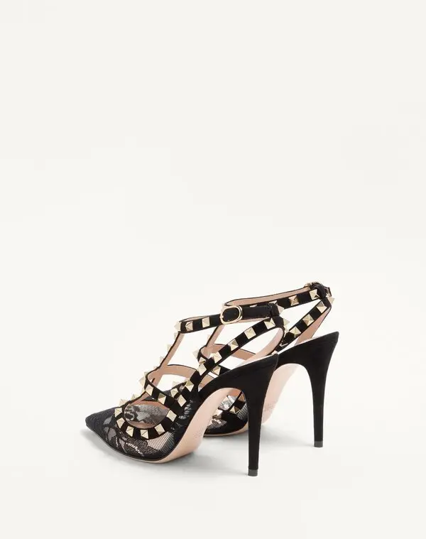 Valentino Garavani Rockstud Lace Pumps - Black