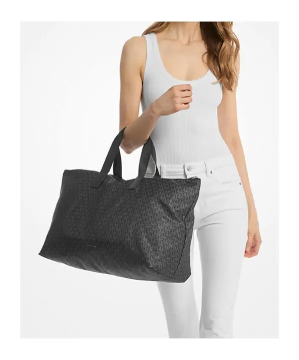 Michael Kors Large Printed Signature Logo Reversible Packable Tote Bag