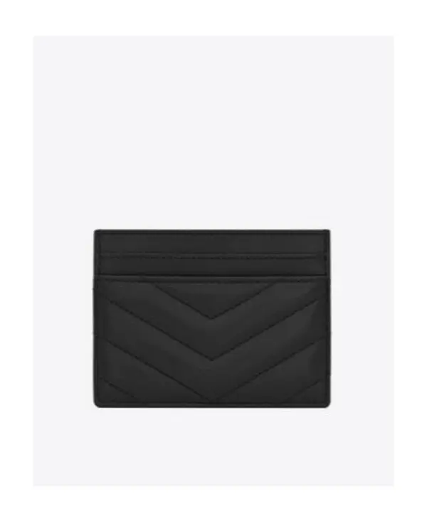 Saint Laurent Cassandre Matelassé Card Case - Black