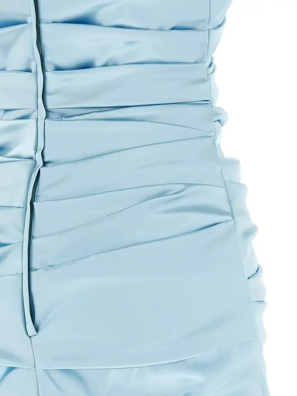 Dolce & Gabbana Ruched Satin Mini Dress - Light Blue