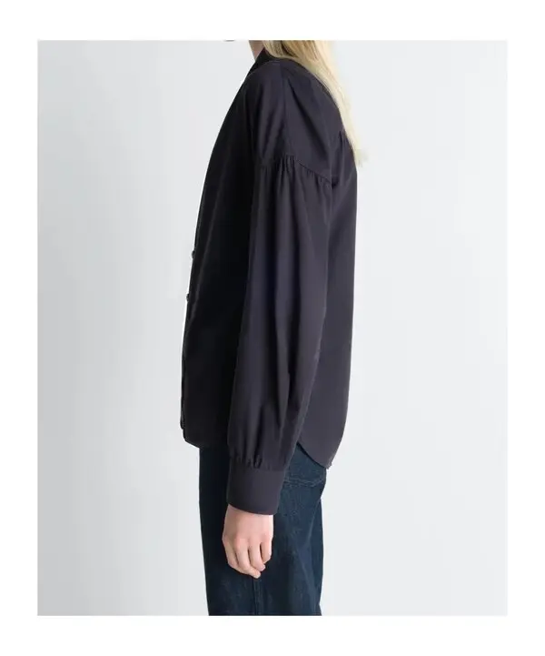 LEMAIRE Pointed Collar Shirt In Washed Cotton Chiffon - Squid Ink