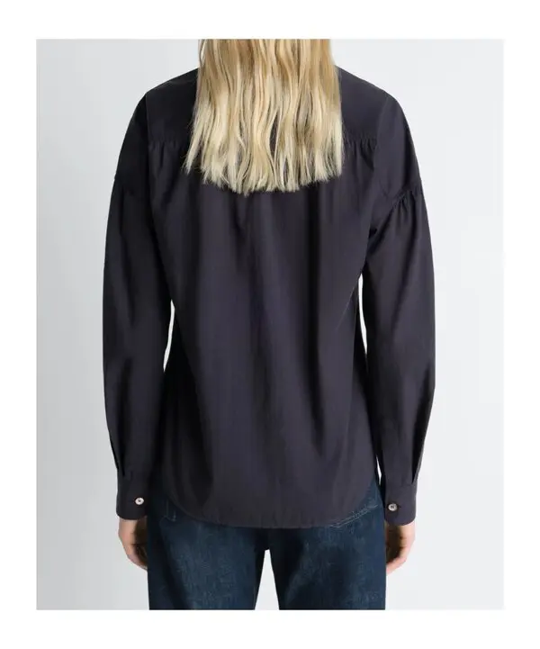 LEMAIRE Pointed Collar Shirt In Washed Cotton Chiffon - Squid Ink