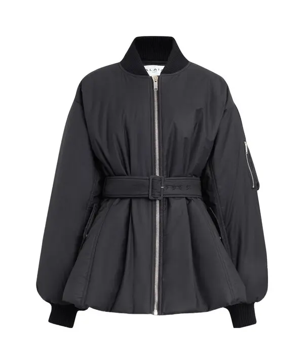 Alaïa Belted Zip-up Bomber Jacket