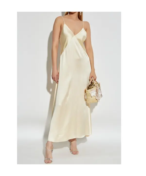 FORTE_FORTE V-neck Slip Maxi Dress - Cream