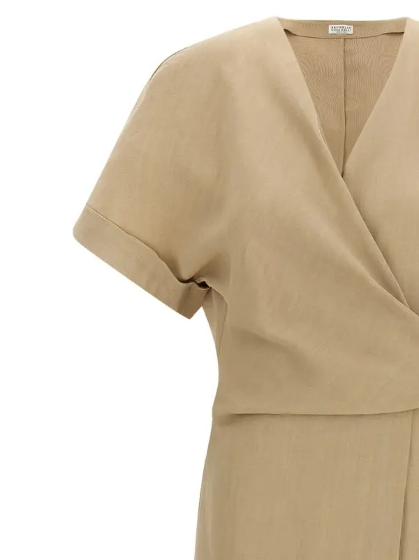 Brunello Cucinelli V-neck Short Sleeve Dress