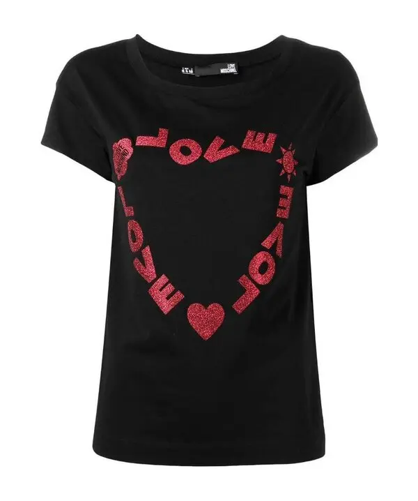 Moschino Heart-shaped Love Print T-shirt - Black
