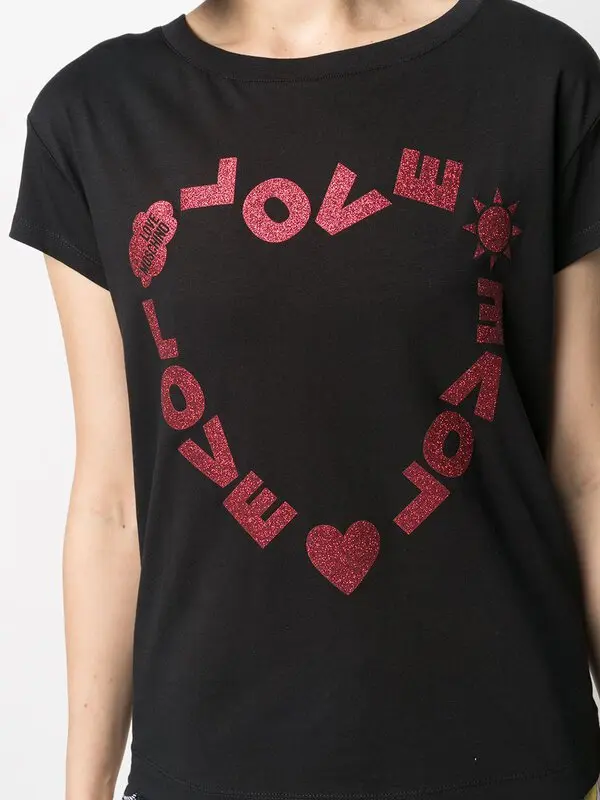Moschino Heart-shaped Love Print T-shirt - Black