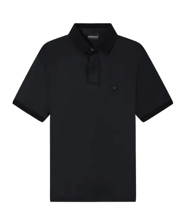 Emporio Armani Logo-embroidered Short-sleeved Polo Shirt - Black