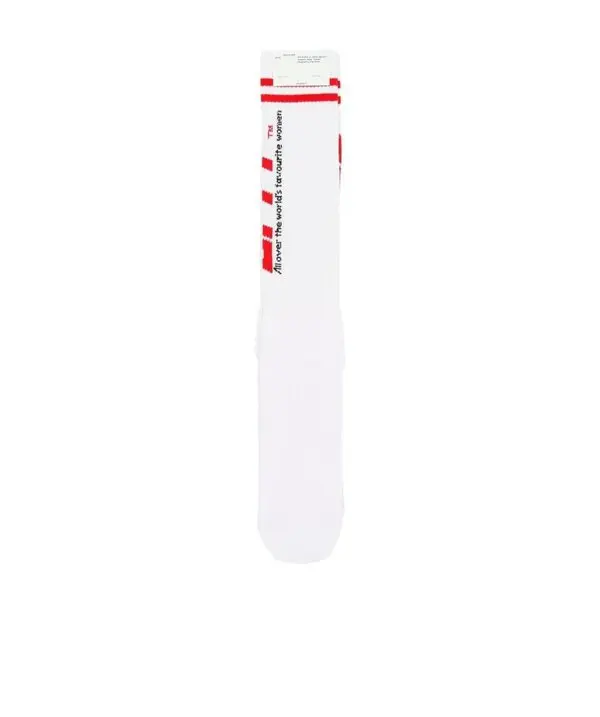 Off-White Logo Print Striped Socks - White