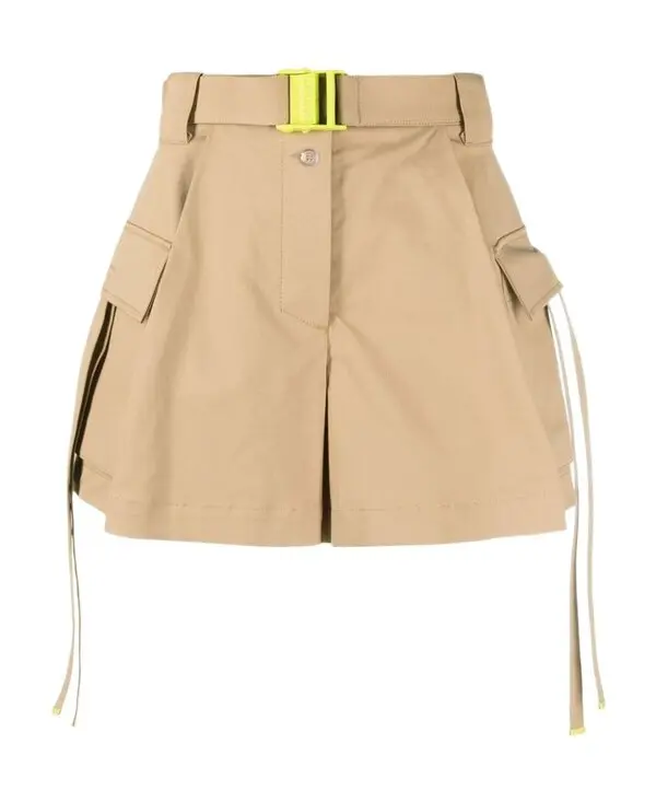 Off-White Gabardine Cargo Shorts - Nude