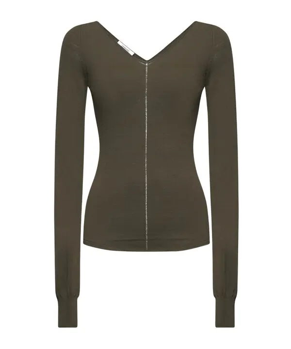LEMAIRE V-neck Long Sleeve Top With Ribbed Cuffs