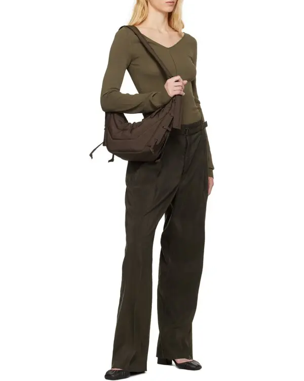 LEMAIRE V-neck Long Sleeve Top With Ribbed Cuffs