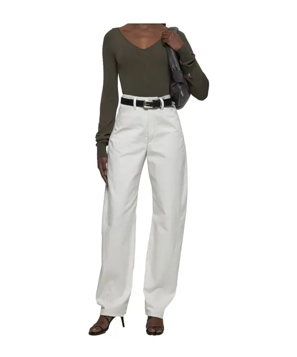 LEMAIRE V-neck Long Sleeve Top With Ribbed Cuffs