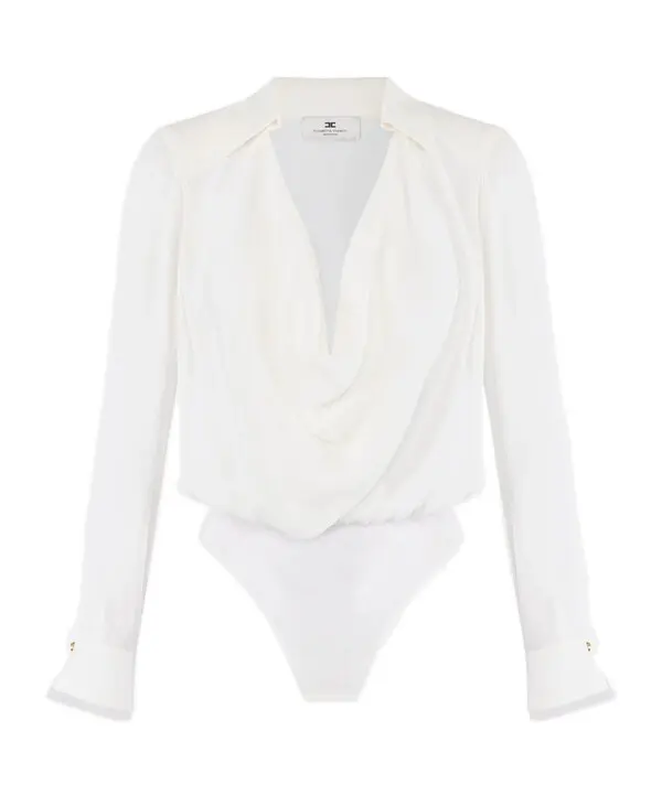 Elisabetta Franchi Georgette Bodysuit With Tulle Detail