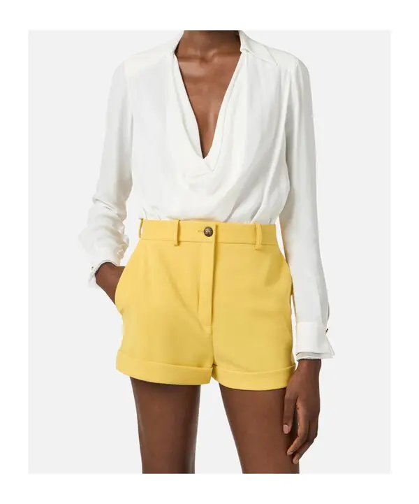 Elisabetta Franchi Georgette Bodysuit With Tulle Detail