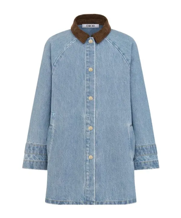 Dior Long-sleeved Denim Jacket With Embroidered Bee