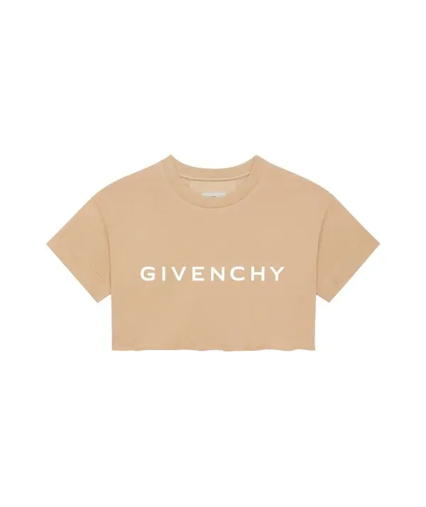 Givenchy Logo Printed Cropped T-shirt - Cappuccino Beige