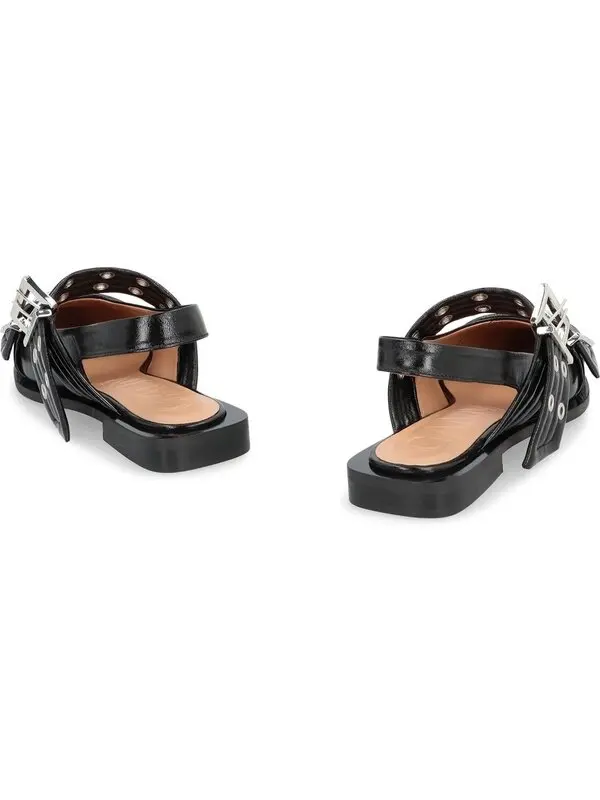 GANNI Open-toe Flat Sandals With Buckle Detail - Black