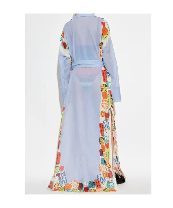 Dsquared2 Graphic Printed Striped Belted Kimono