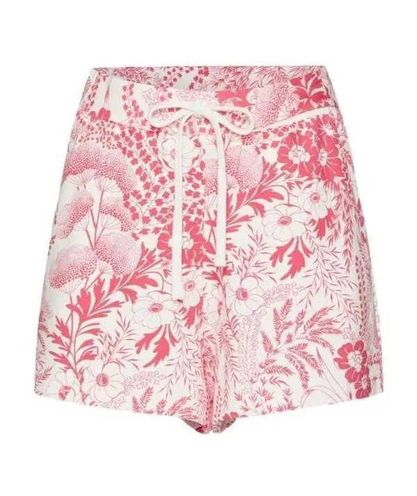 Red Valentino Floating Flowers Floral Print Drawstring Shorts - Pink