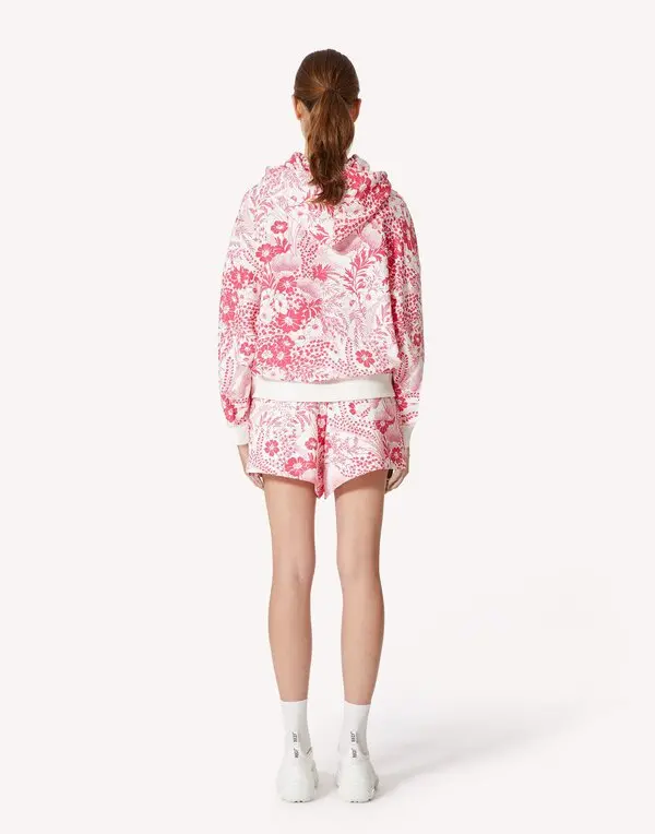 Red Valentino Floating Flowers Floral Print Drawstring Shorts - Pink