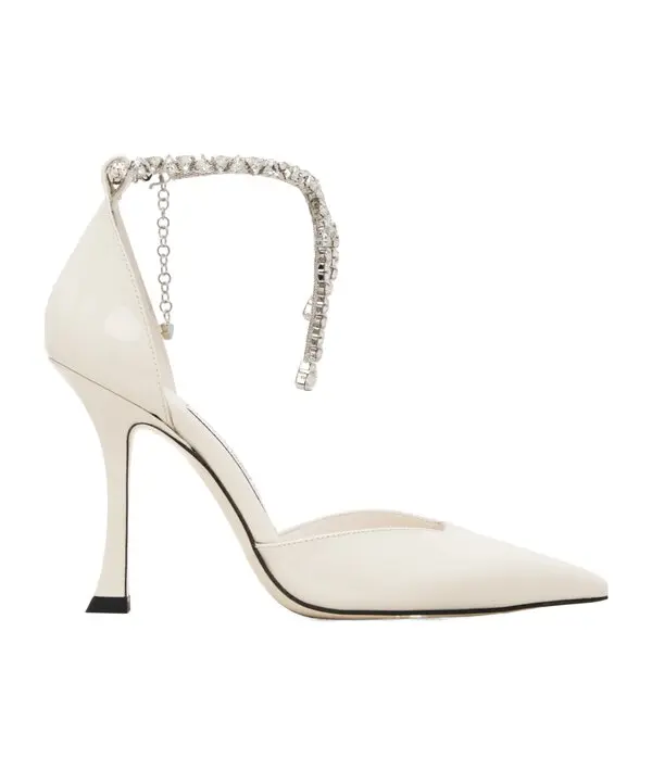 JIMMY CHOO Stevie Pointed Toe High Heel Ankle Strap Pumps - Latte