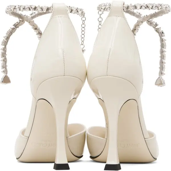 JIMMY CHOO Stevie Pointed Toe High Heel Ankle Strap Pumps - Latte