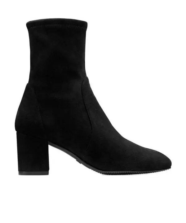 STUART WEITZMAN Suede Almond Toe Block Heel Ankle Boots