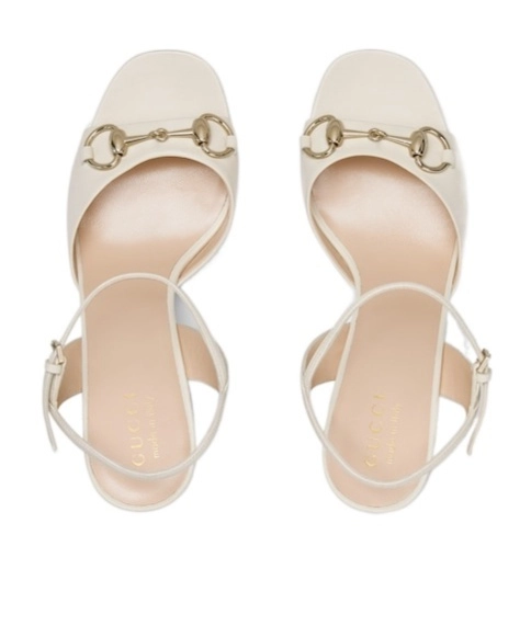 Gucci Horsebit Detailed Slingback Sandals - White