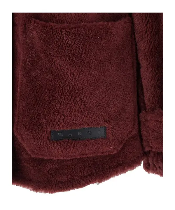 Marni Logo Patch Hooded Coat - Brown