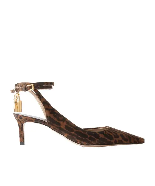 TOM FORD Leopard Print Suede Padlock Pumps - Brown