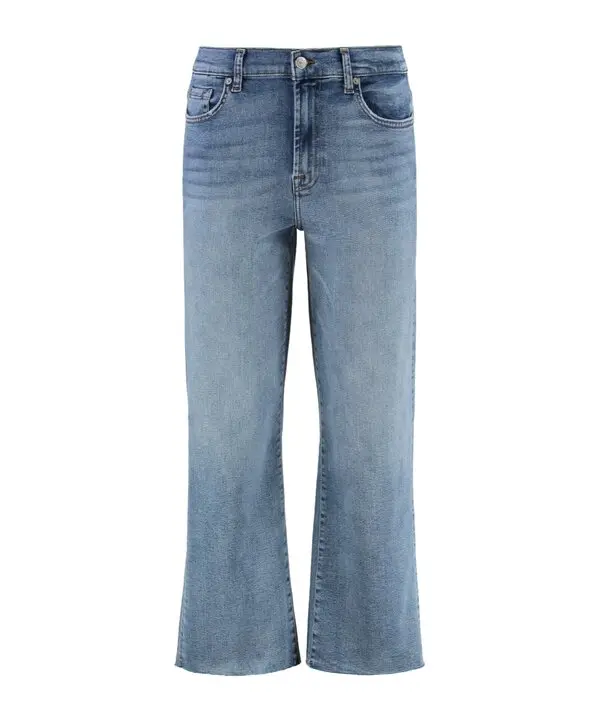 7 For All Mankind Frayed Hem Cropped Jeans