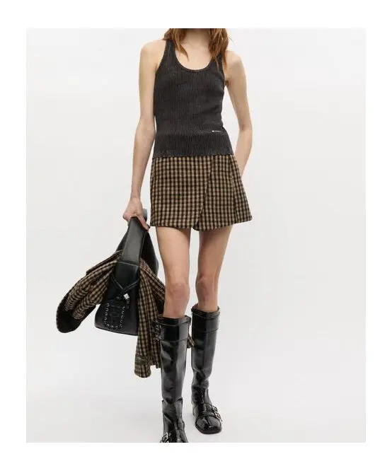 GANNI Ribbed Round Neck Sleeveless Vest - Black