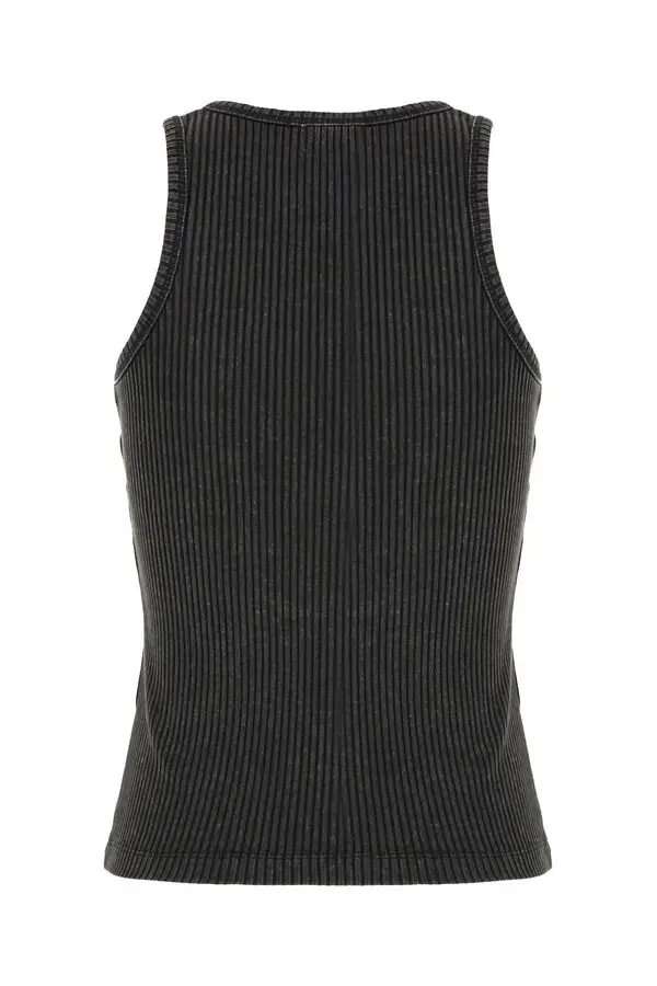 GANNI Ribbed Sleeveless Tank Top - Charcoal-grey