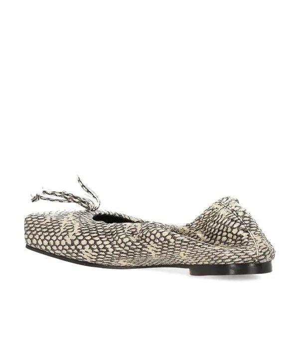 Jacquemus Printed Square Toe Flats With Bow Detailing - Nude