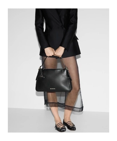 Gucci Gg Emblem Large Shoulder Bag - Black