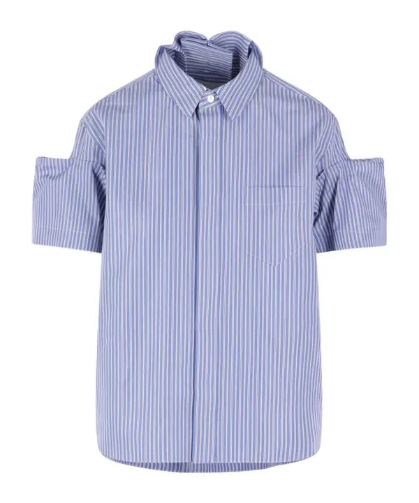 Sacai Poplin Shirt With Asymmetrical Silhouette And Puff Sleeves