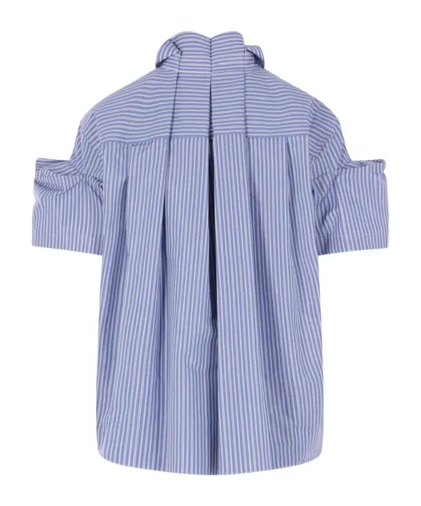 Sacai Poplin Shirt With Asymmetrical Silhouette And Puff Sleeves