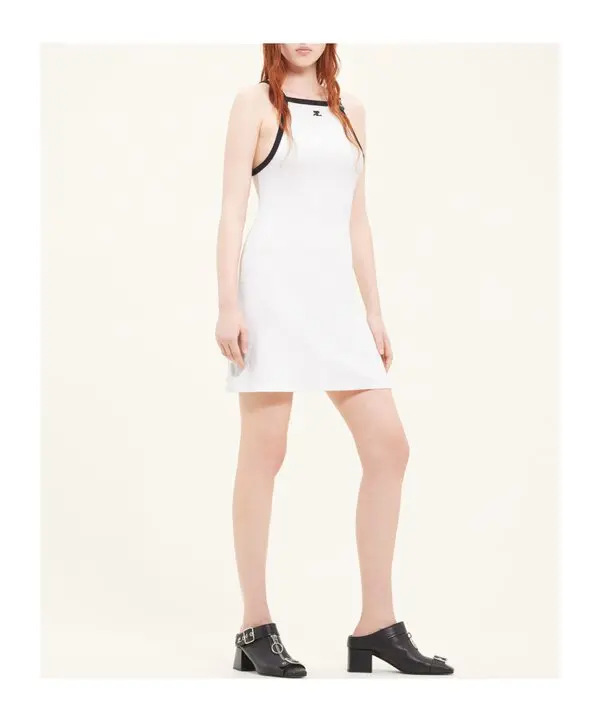 COURREGES Sleeveless Buckle Detail Dress - White