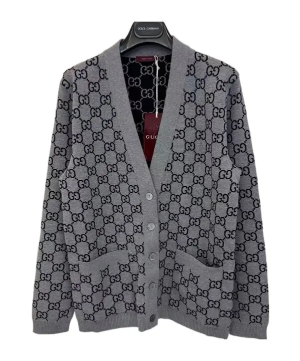 Gucci Wool Jacquard-knit Cardigan - Gray