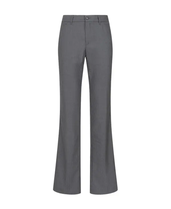 Etro Gray Striped Wool Tailored Trousers - Black