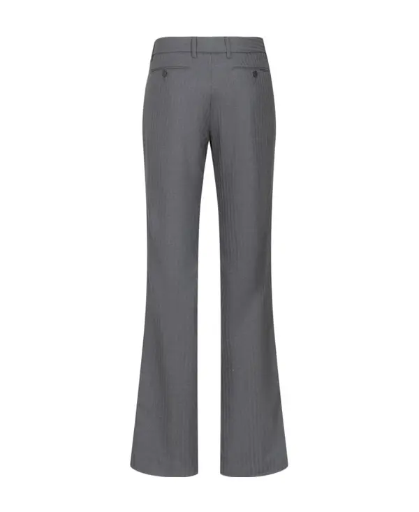 Etro Gray Striped Wool Tailored Trousers - Black
