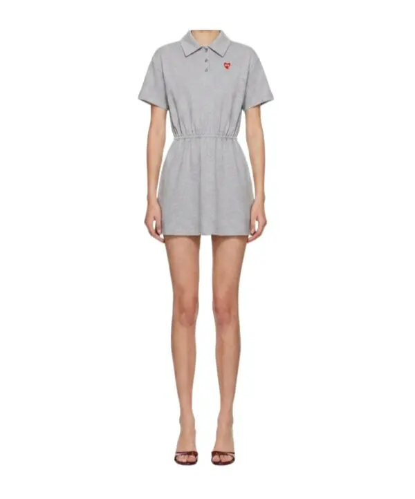 Marissa Chiara Short Sleeve Dress With Heart Embroidery - Grey
