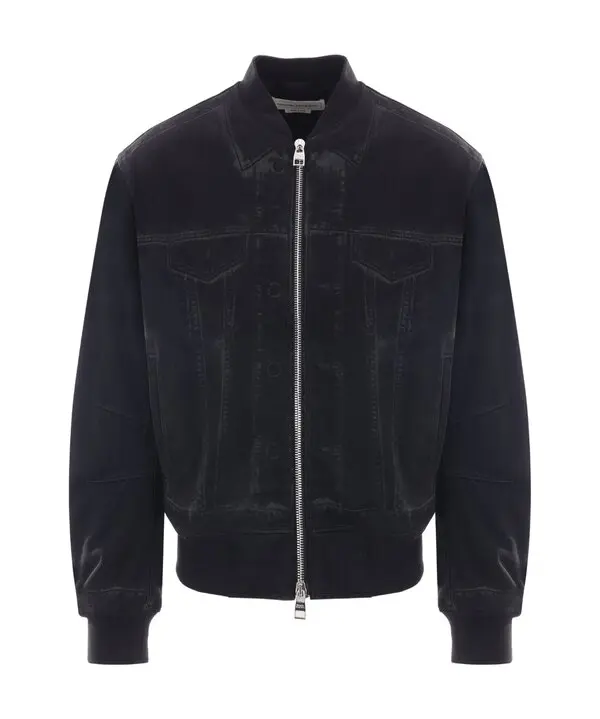 Alexander McQueen Zip-up Denim Jacket With Ghostwash Print