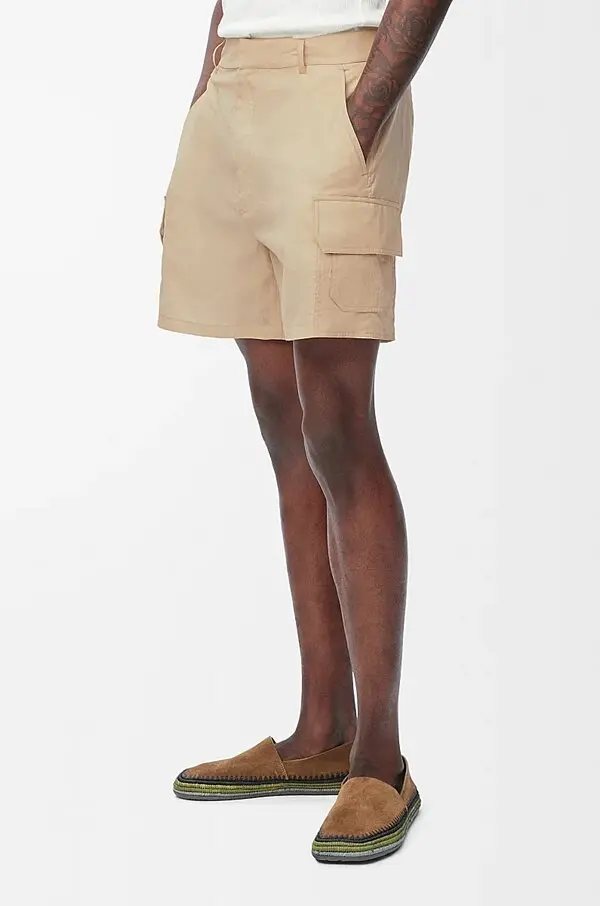 Loewe Cargo Shorts In Cotton Blend - Light Beige