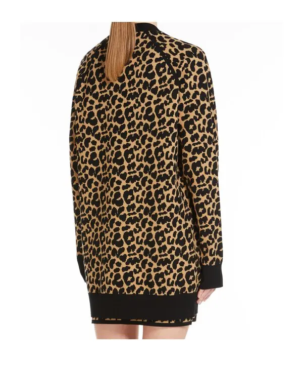 Max Mara Leopard Jacquard V-neck Cardigan