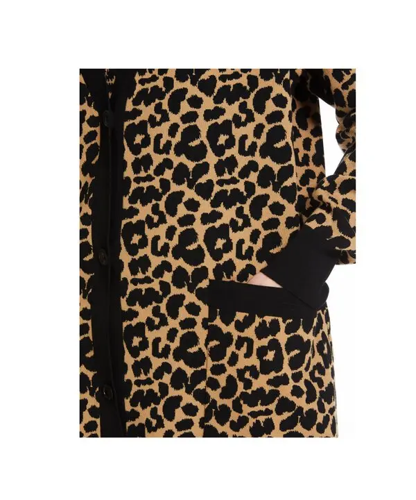 Max Mara Leopard Jacquard V-neck Cardigan